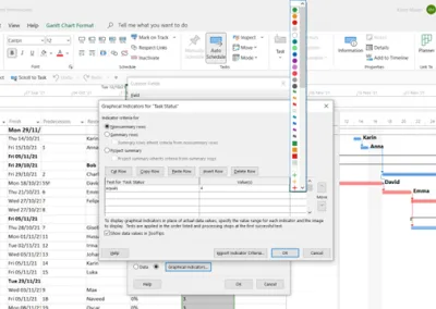 Using colour codes to indicate activity status in Microsoft Project Desktop - Wellingtone